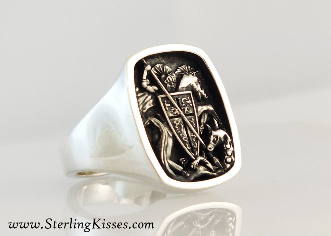Saint George Ring in Sterling Silver Large - Etsy