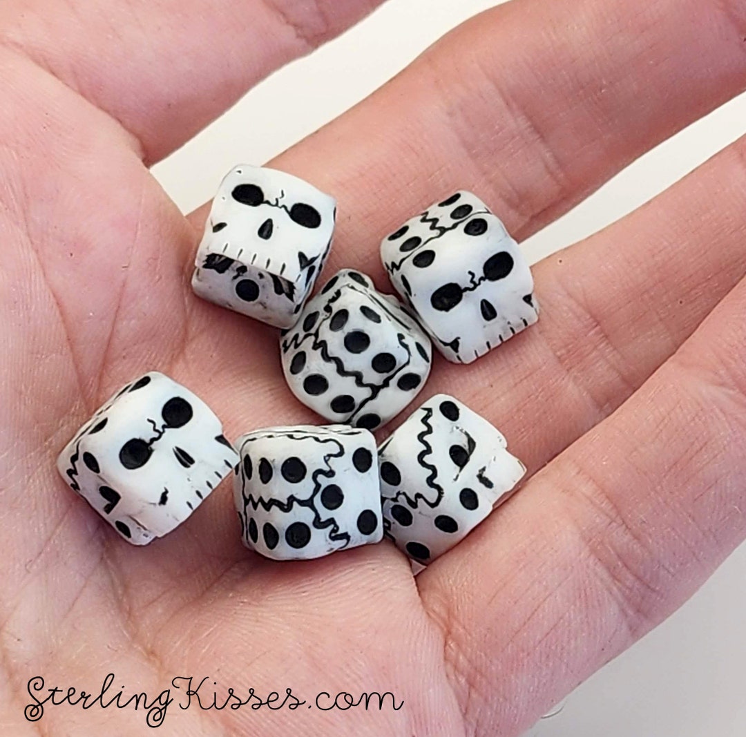 Mini Skull Dice Set of 6 D6 Dnd Bone Unique Custom D&D Gamer RPG Role ...