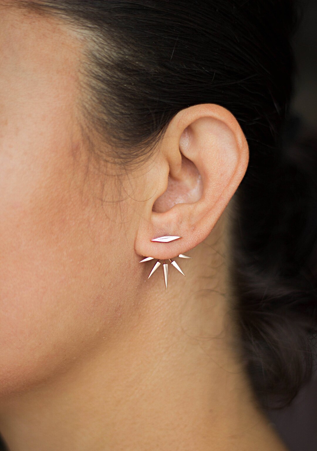 Punk Sun Ear Jackets /14 K Solid Gold / Pair / Small Ear Jackets - Etsy