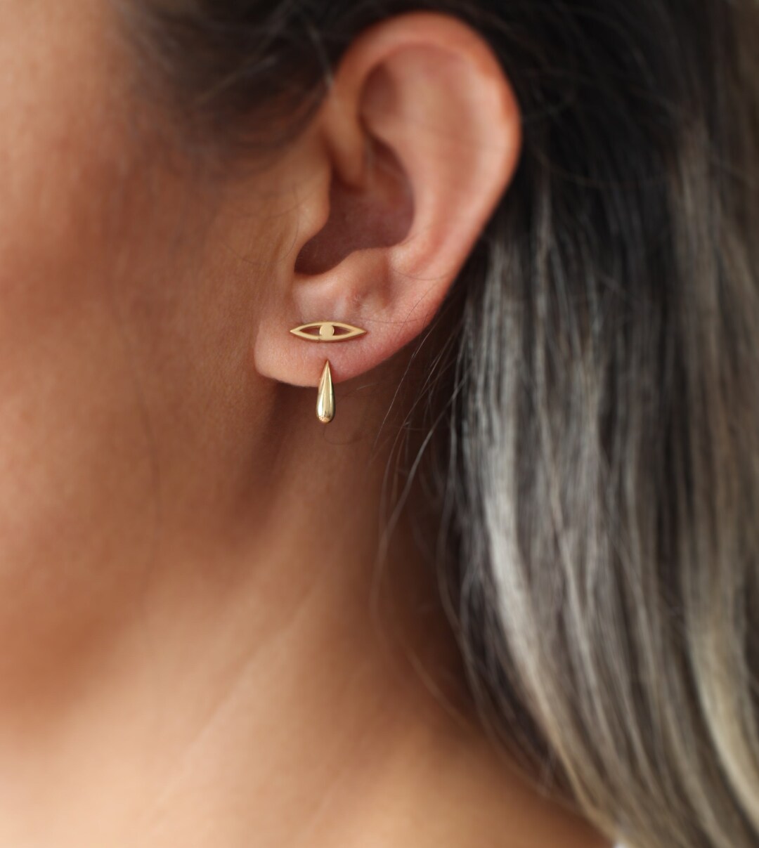 Teardrop Ear Jacket Earrings - Etsy
