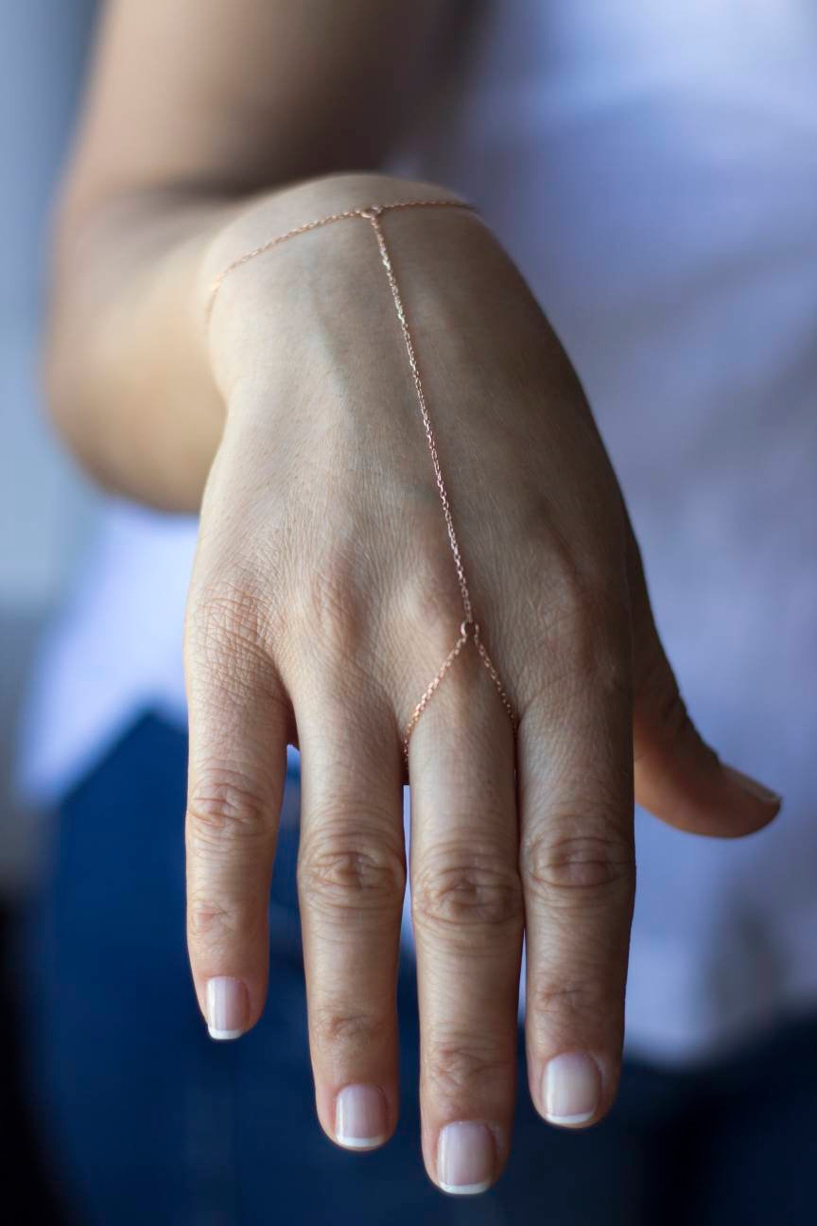 14K Gold Hand Chain / Minimalist Hand Bracelet / Shahmaran - Etsy