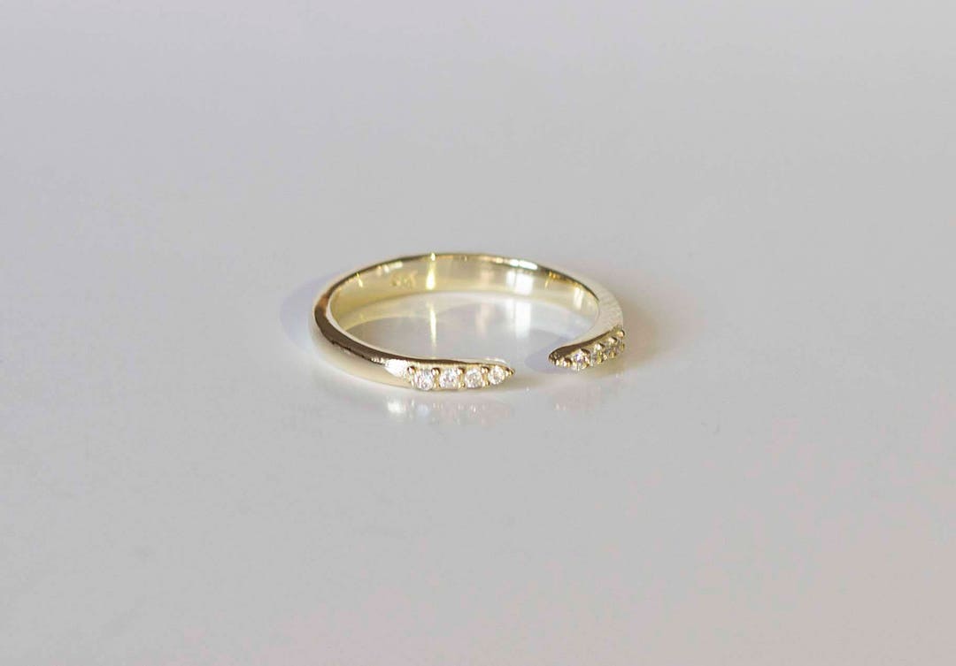 14K Gold Open Wedding Ring/14k Adjustable Wedding Ring - Etsy