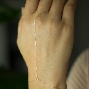 14K Gold Hand Chain / Minimalist Hand Bracelet / Shahmaran - Etsy