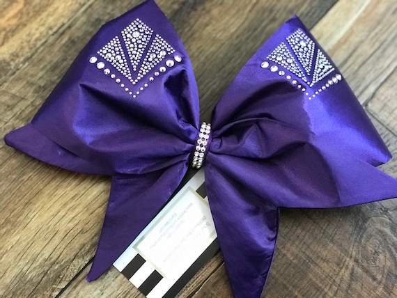 Items similar to Purple Satin Fabric cheer bow on Etsy