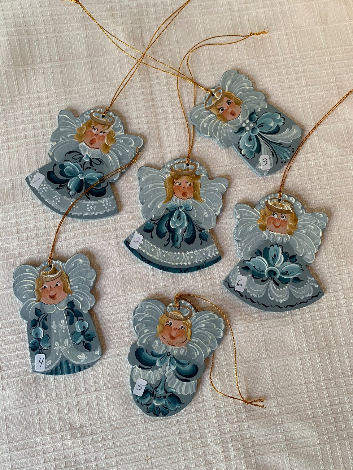 Wooden Cut-out 3.5 - 4”" Angels Hand Painted Telemark Style Rosemaled ...