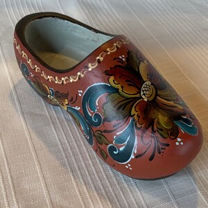 Hand Made Delightful Norwegian Wooden "tresco" Shoe or Clog With Lovely ...