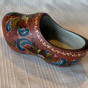 Hand Made Delightful Norwegian Wooden "tresco" Shoe or Clog With Lovely ...