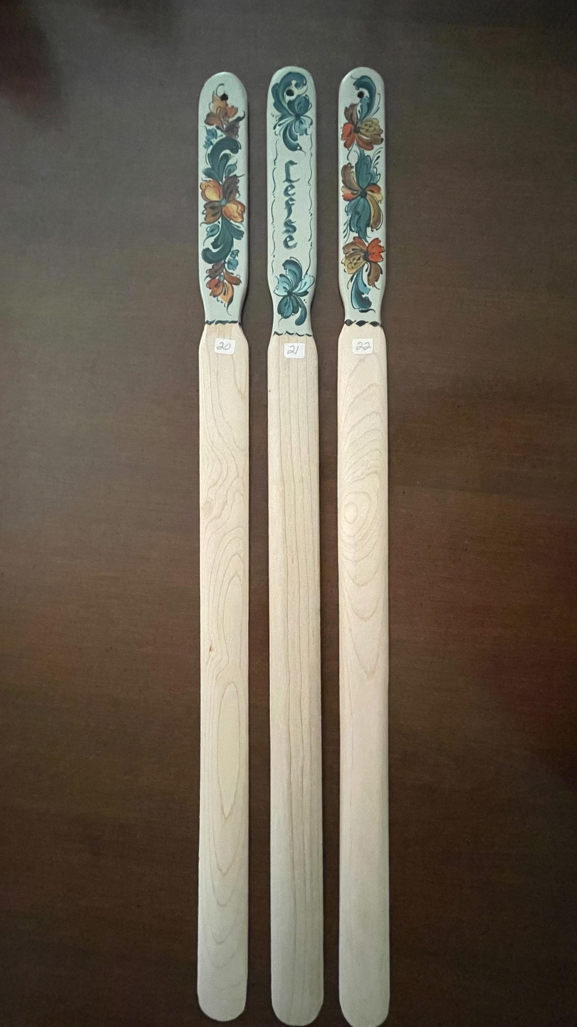 Lefse Stick With Traditional Style Hand Painted Rosemaling - Etsy
