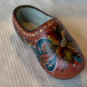 Hand Made Delightful Norwegian Wooden "tresco" Shoe or Clog With Lovely ...