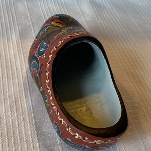 Hand Made Delightful Norwegian Wooden "tresco" Shoe or Clog With Lovely ...