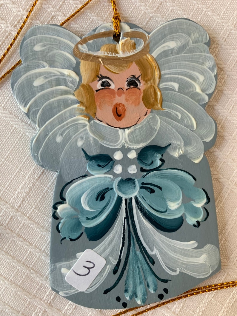 Wooden Cut-out 3.5 - 4”" Angels Hand Painted Telemark Style Rosemaled ...