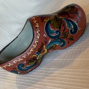 Hand Made Delightful Norwegian Wooden "tresco" Shoe or Clog With Lovely ...
