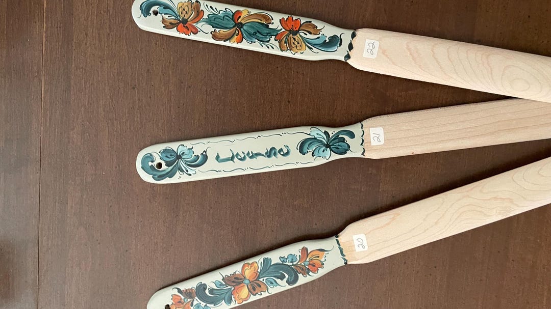 Lefse Stick With Traditional Style Hand Painted Rosemaling - Etsy