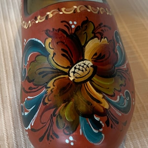 Hand Made Delightful Norwegian Wooden "tresco" Shoe or Clog With Lovely ...