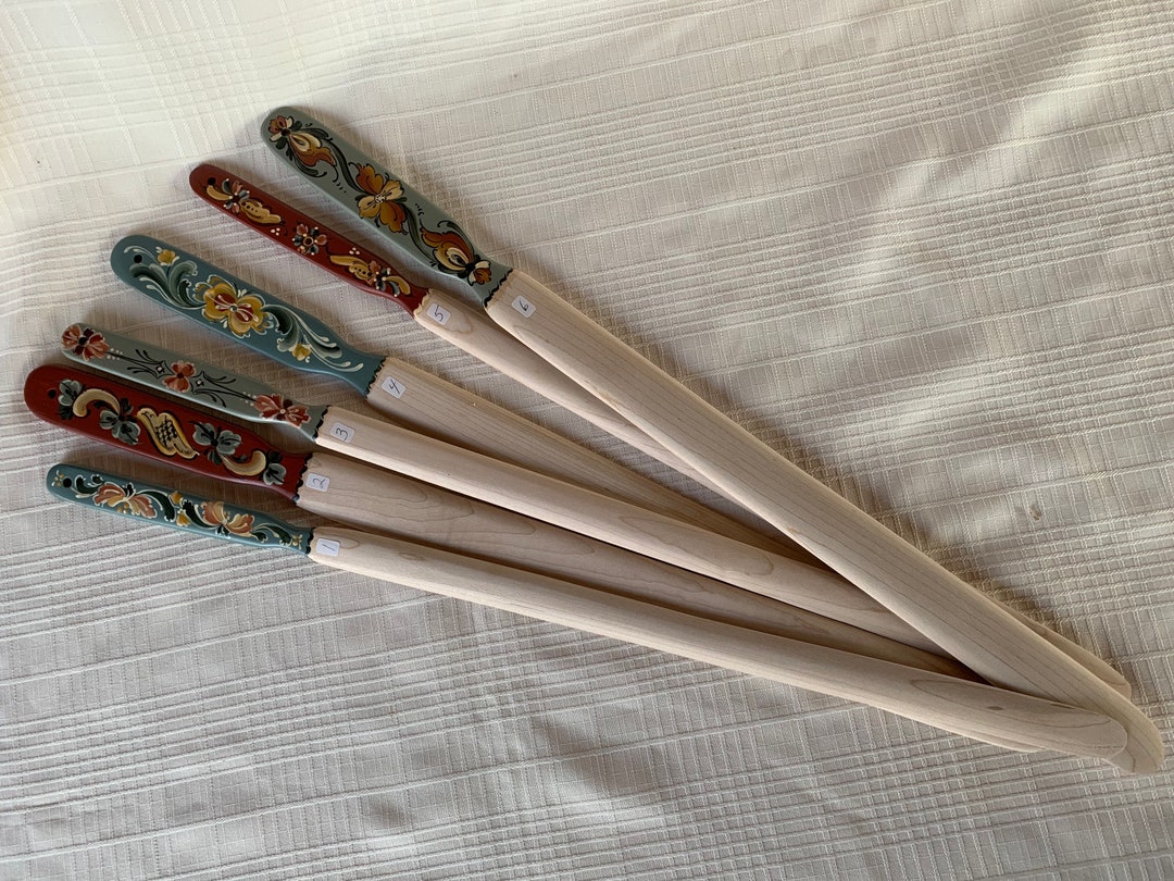 Lefse Stick With Traditional Style Hand Painted Rosemaling - Etsy