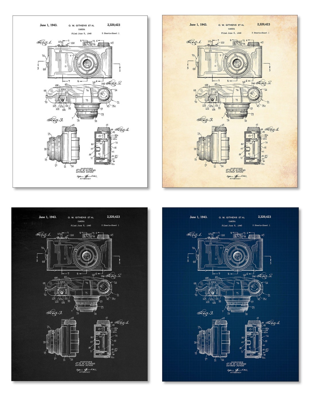 Vintage Camera Patent Drawings, Antique Camera, Photographer Gift ...