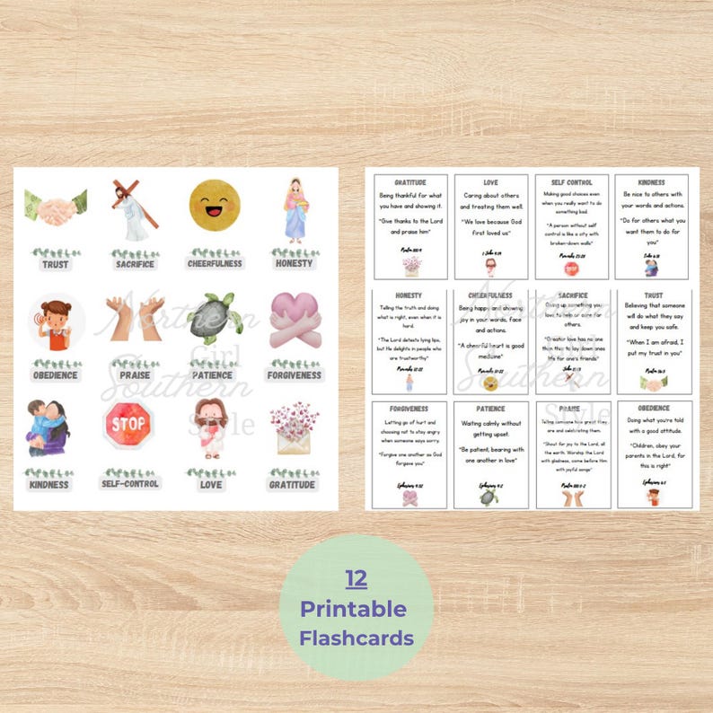 Printable Bible Verse Flash Cards for Kids: Christian Learning (digital ...