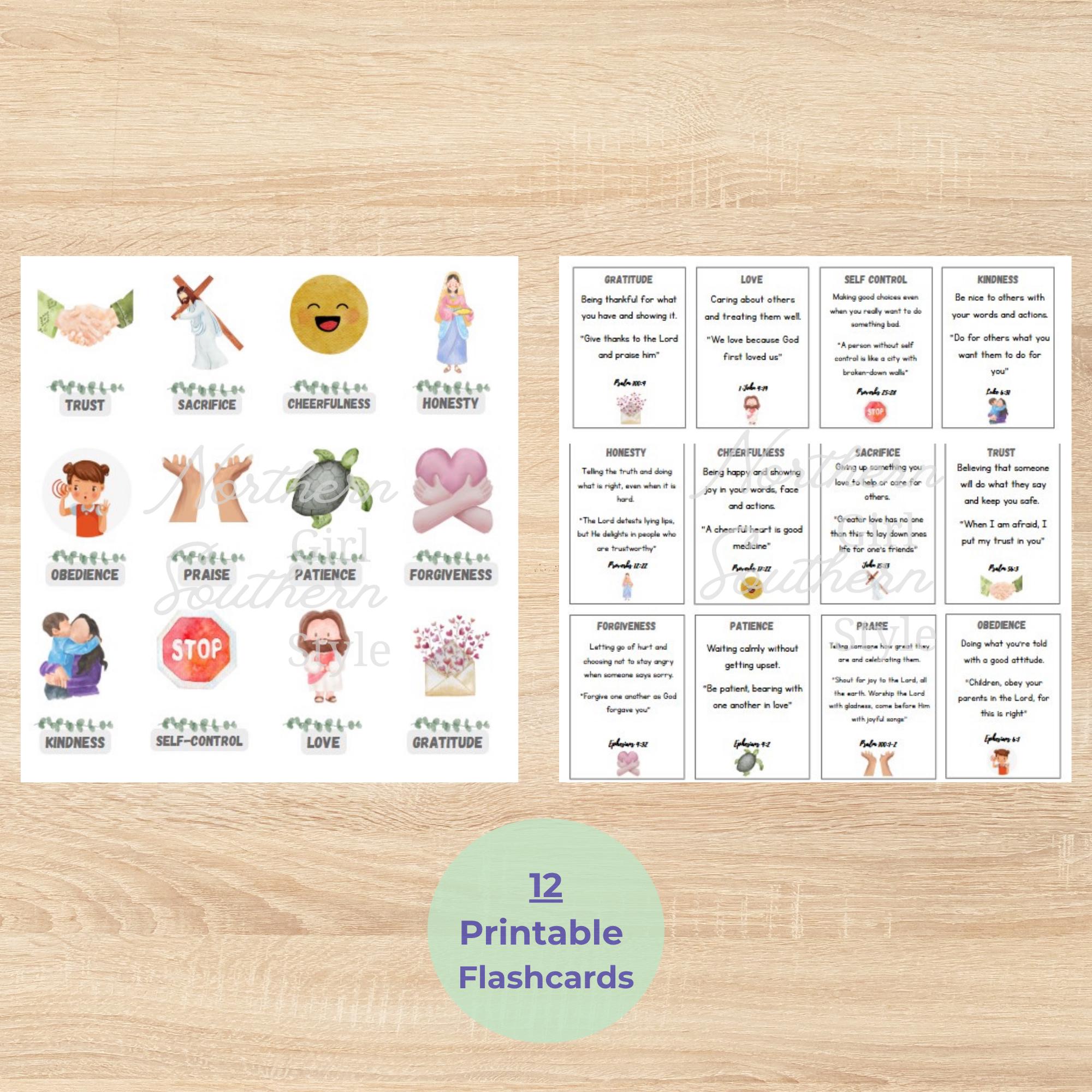 Printable Bible Verse Flash Cards for Kids: Christian Learning (digital ...