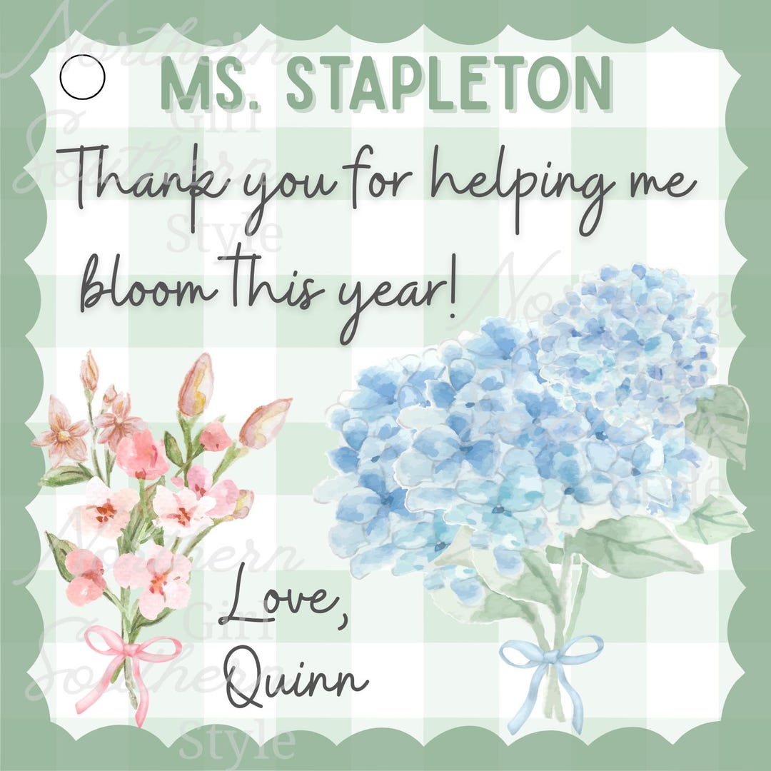 Thank You for Helping Me Bloom Teacher Gift Tag | Personalized ...