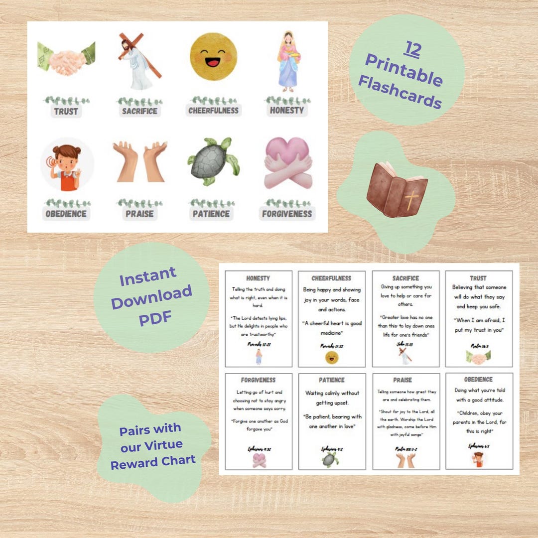 Printable Bible Verse Flash Cards for Kids: Christian Learning (digital ...