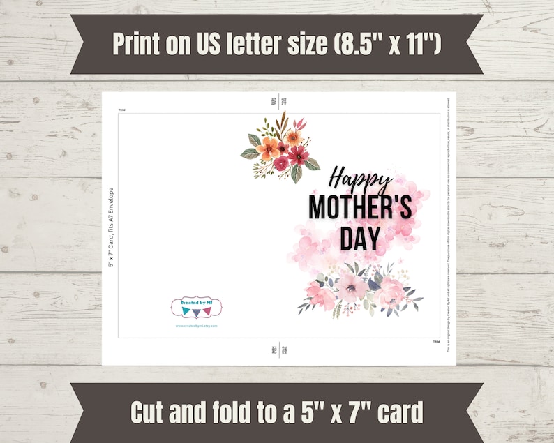PRINTABLE Mother's Day Floral Card Digital Download Print - Etsy