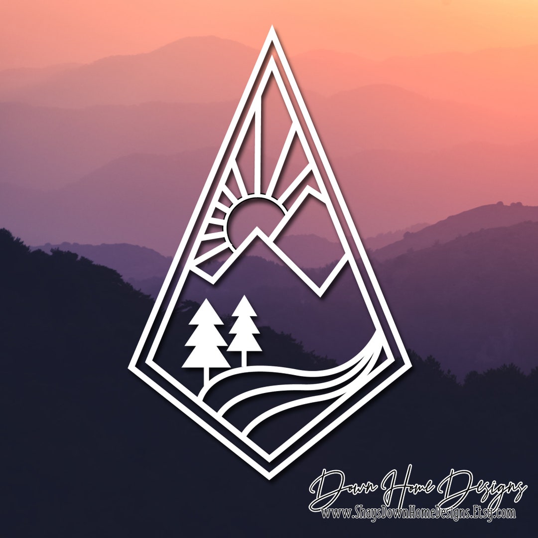 Mountain Scape Vinyl Decal: Outdoor Line Art - Etsy
