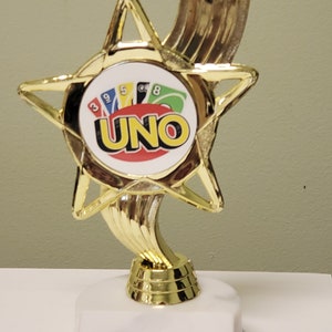 UNO Card Game Trophy or Award for Your Event, About 7" Tall, Includes ...