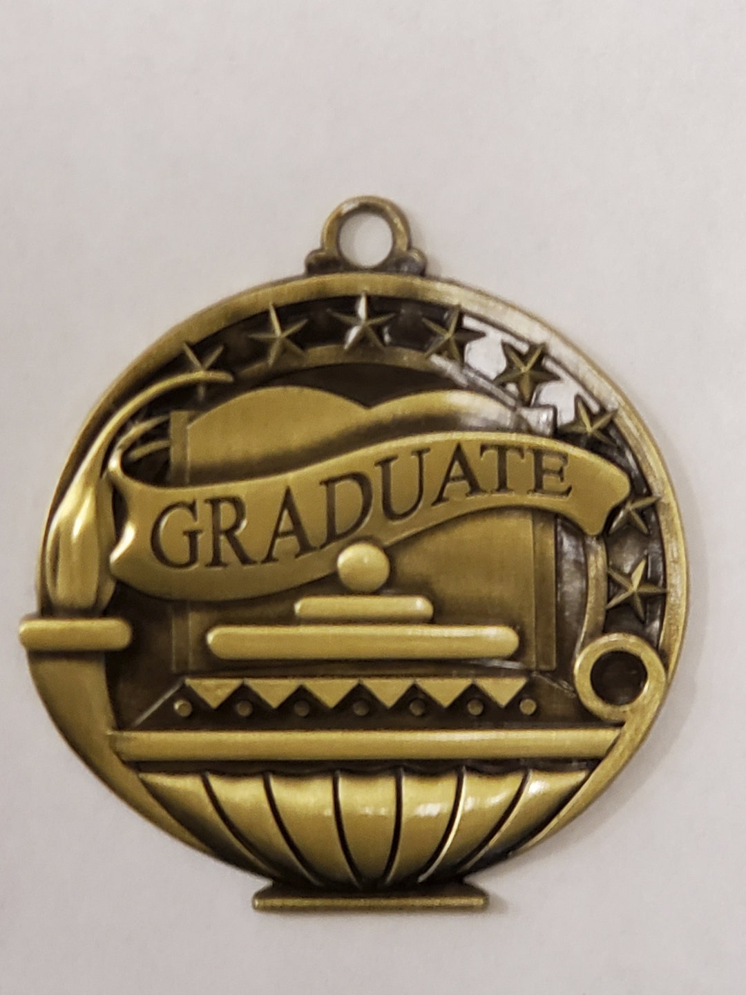 Personalized 2" Antique Gold Color Finish, GRADUATE Medal, Neck Ribbon ...