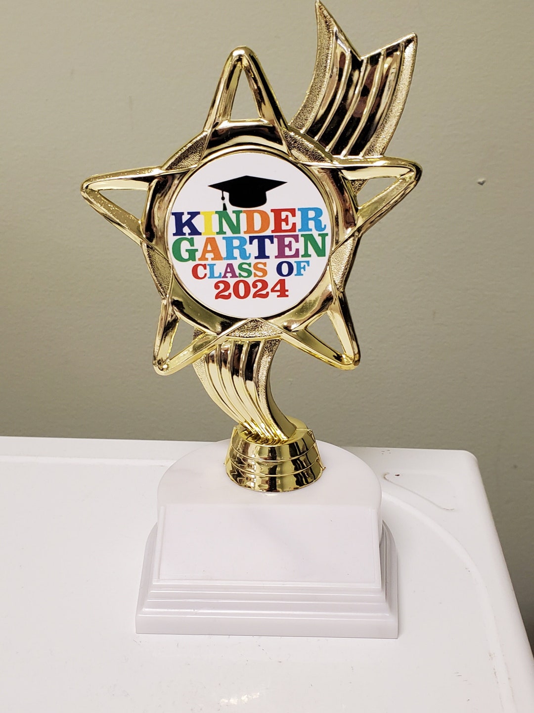 Customized 2024 or 2025, Kindergarten Graduation Trophy stacked Wording ...