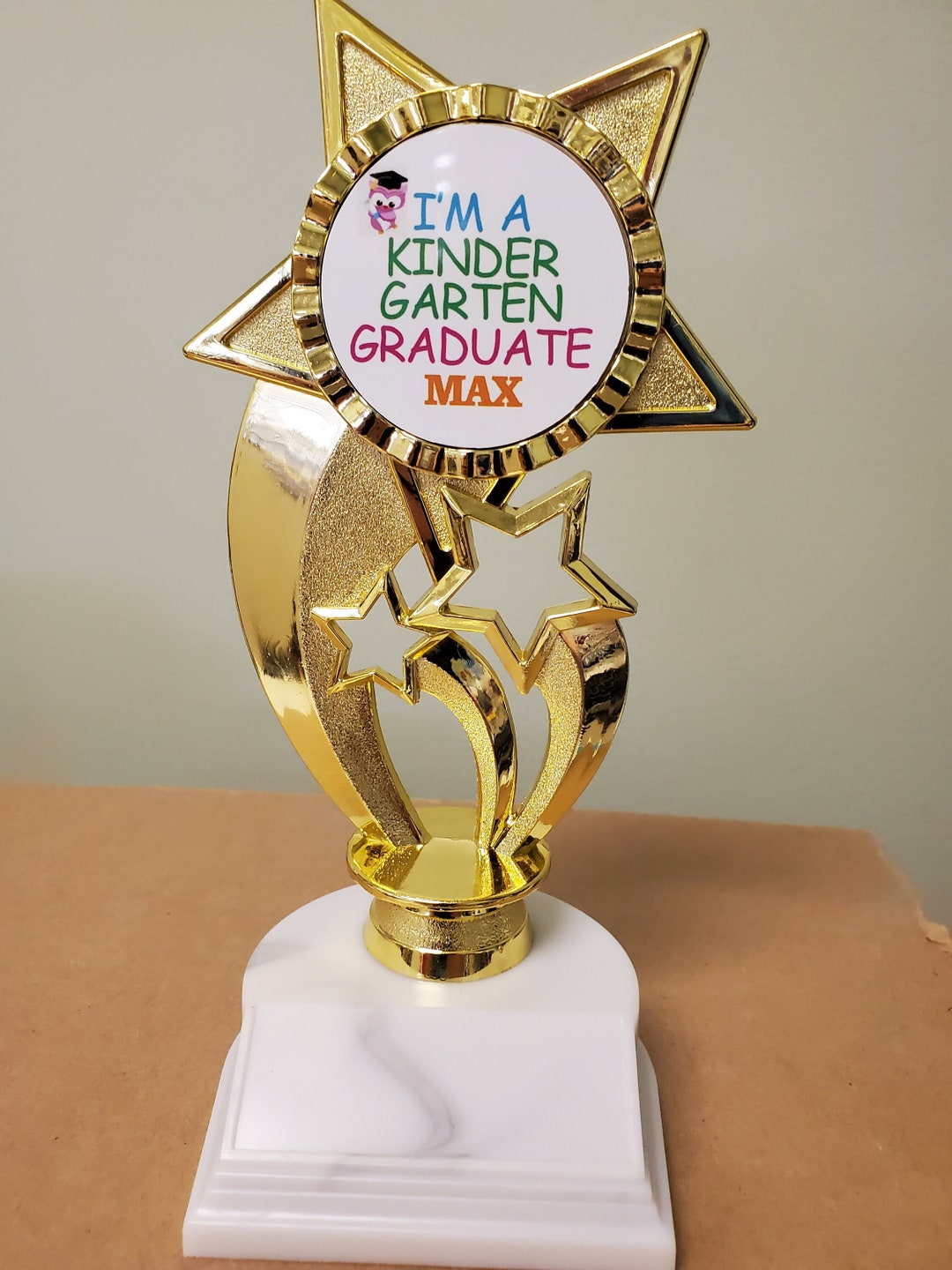 Pre-k, Kindergarten, or First Grade Graduate Trophy, With Your NAME on ...