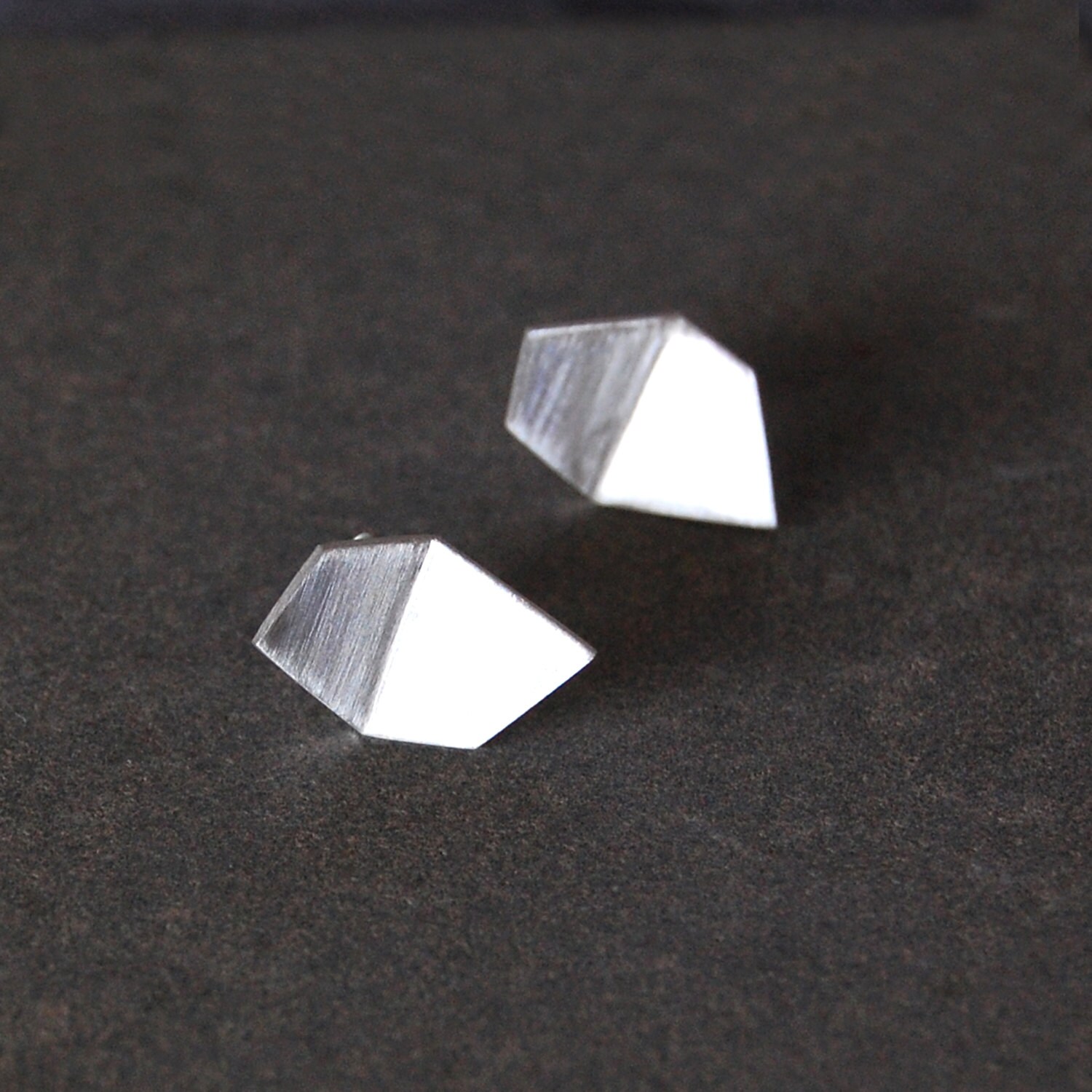 Geometric Silver Studs, Silver Stud Earrings, Minimalist Earrings ...