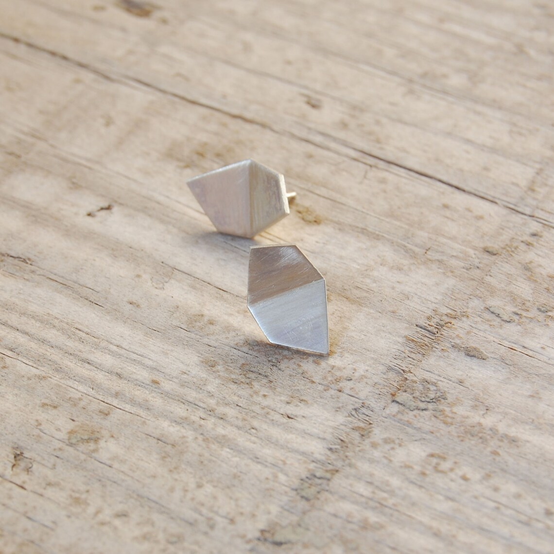 Geometric Silver Studs, Silver Stud Earrings, Minimalist Earrings ...