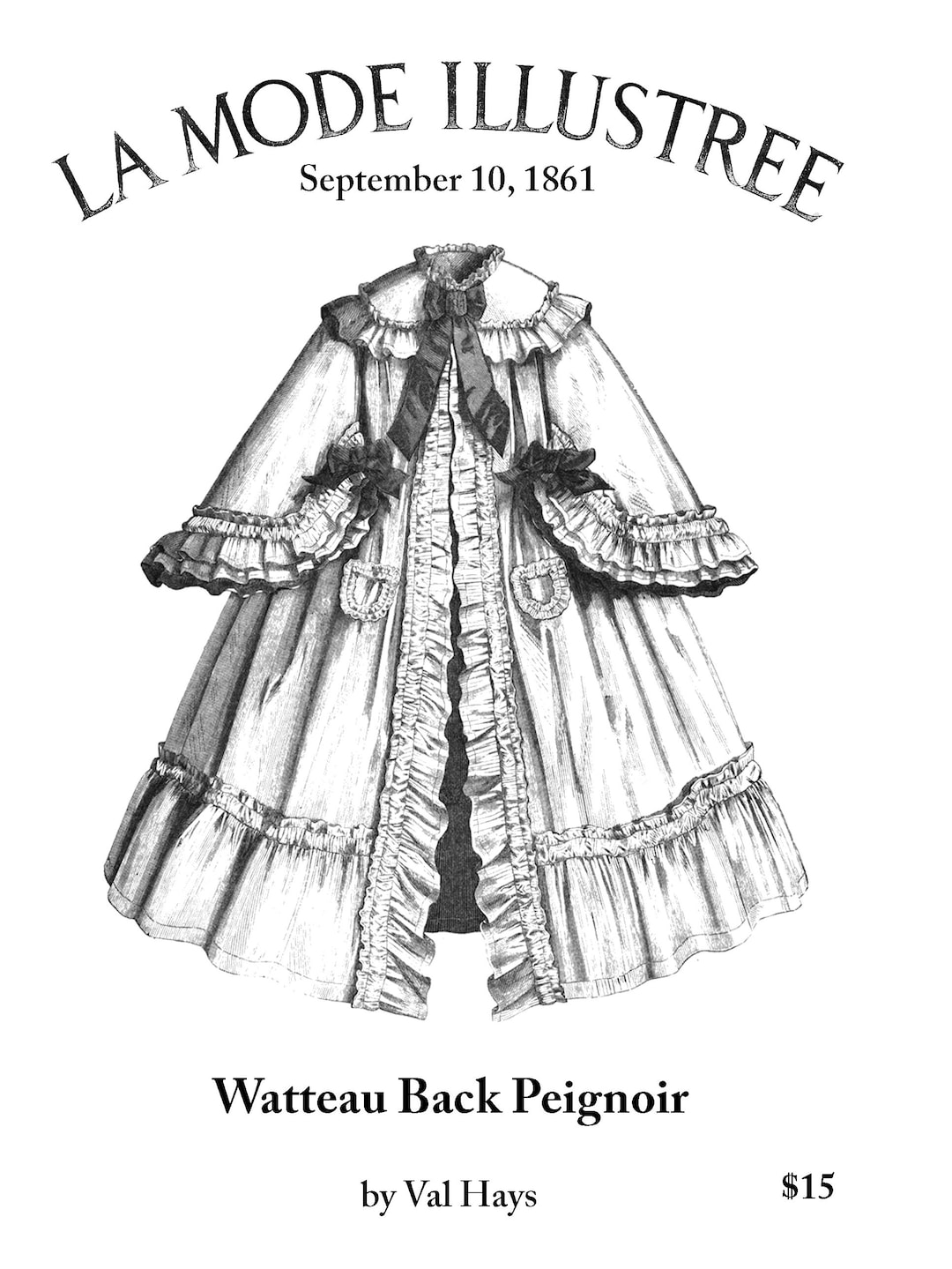 1861 Peignoir, Dressing Gown, Robe Doll Clothes Pattern Sz 15" Resin ...