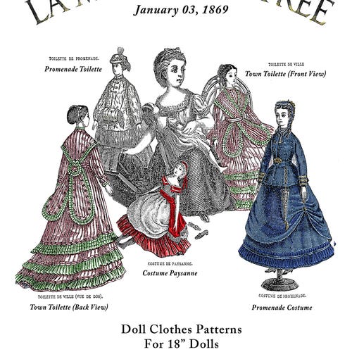 1869 La Mode Illustree Doll Clothes Pattern Book for 12 - Etsy