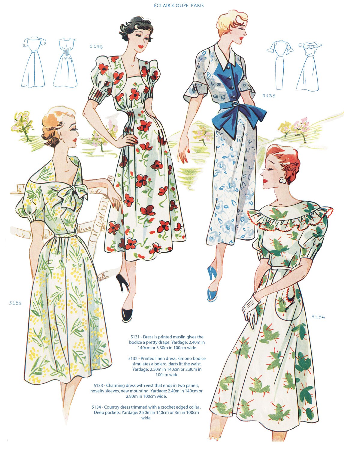 1950 Summer French Fashion Pattern Book Eclair Coupe Paris - Etsy