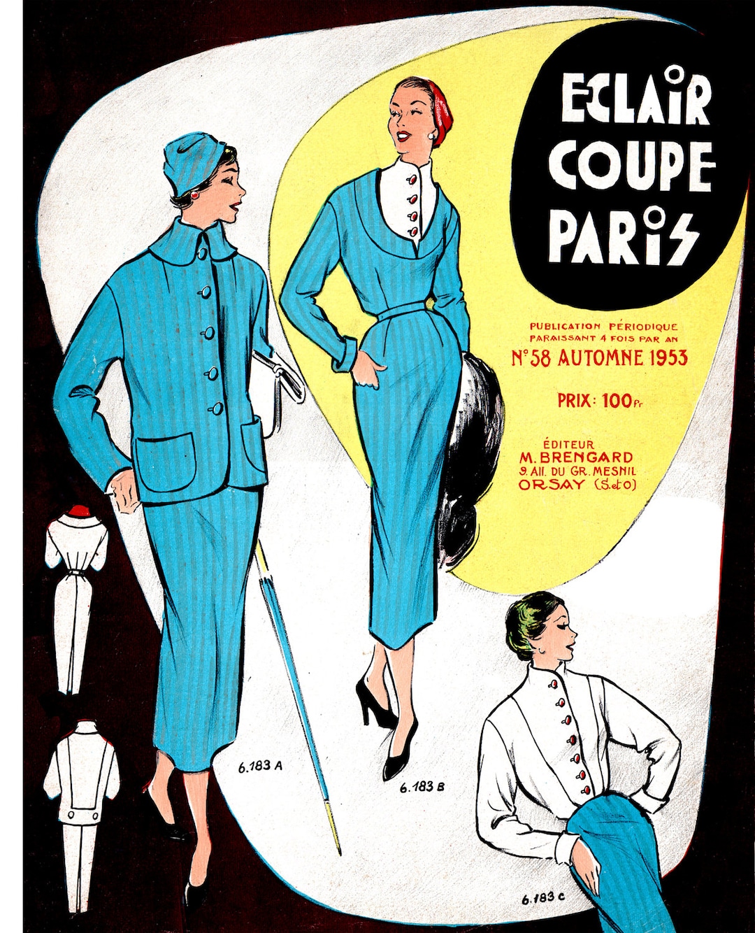 1953 Fall Issue French Fashion Pattern Book Eclair Coupe Paris - Etsy