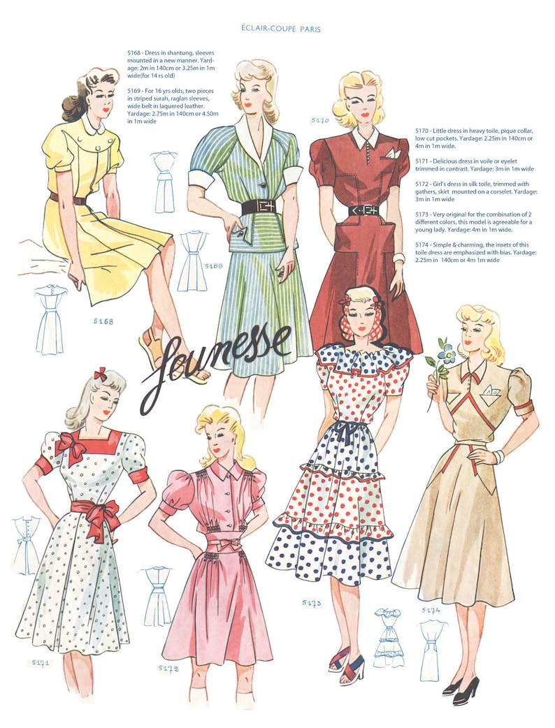 1950 Summer French Fashion Pattern Book Eclair Coupe Paris - Etsy