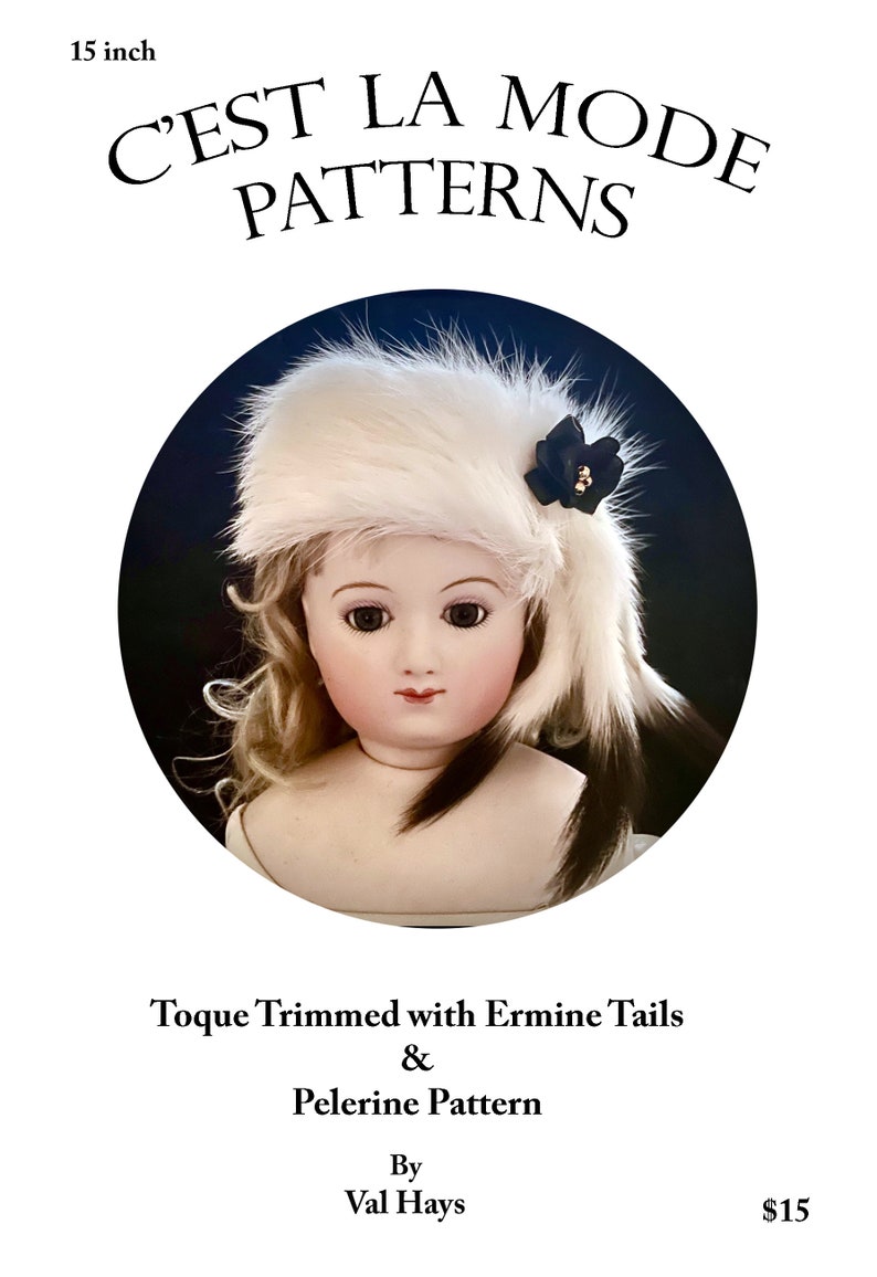 Toque & Capelet With Ermine Tails and Fur Trim - Antique Doll Clothes ...