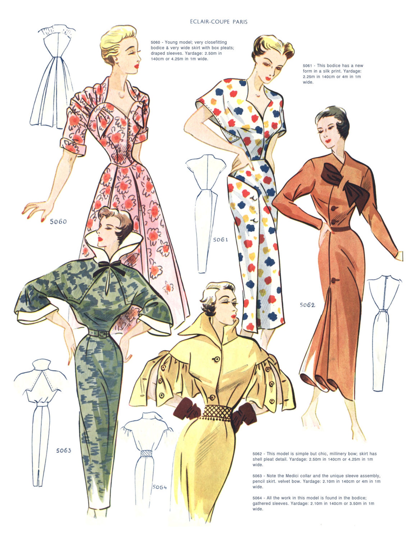 1950 Spring French Fashion Pattern Book Eclair Coupe Paris - Etsy