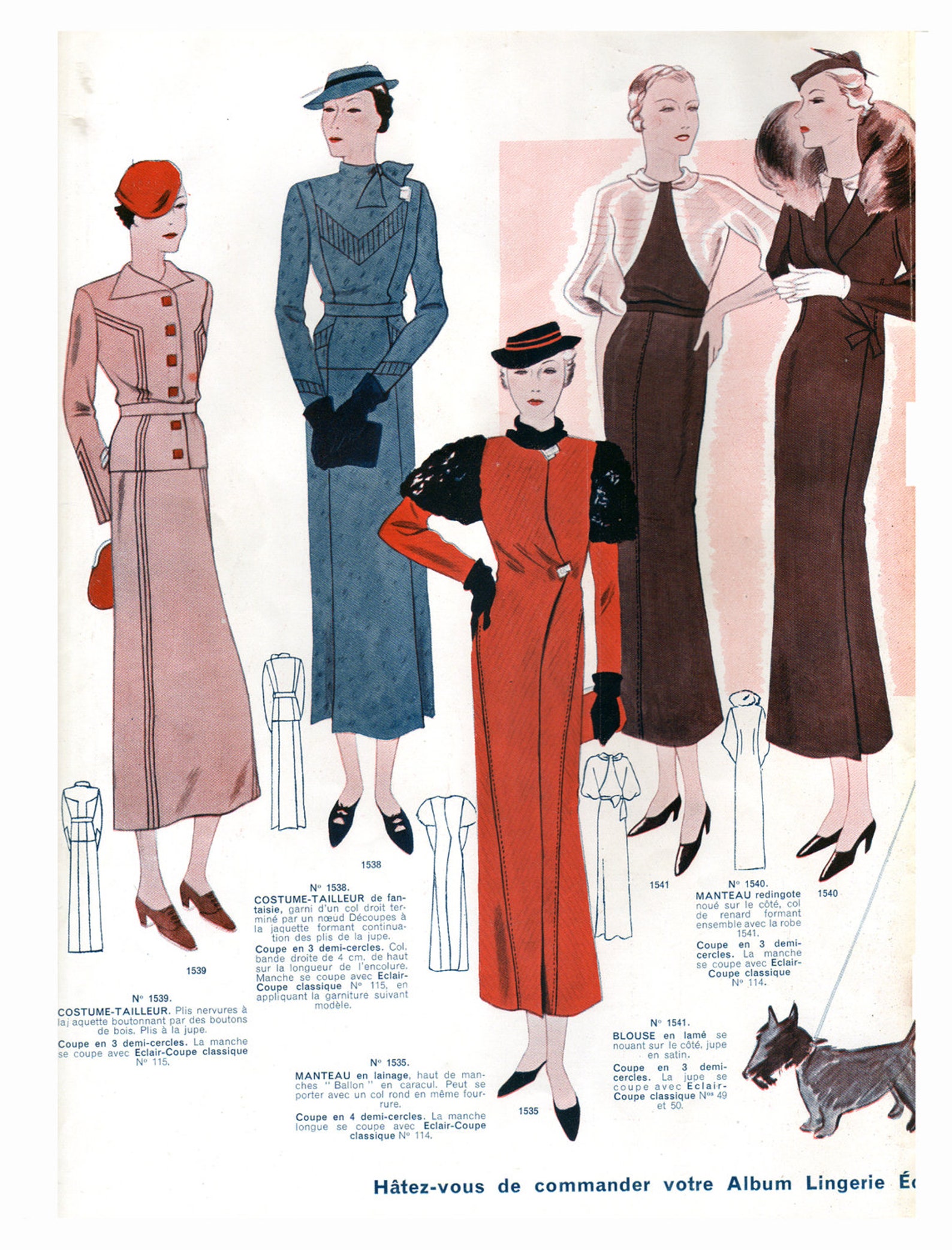 1934 Fall French Fashion Pattern Book Eclair Coupe Paris - Etsy