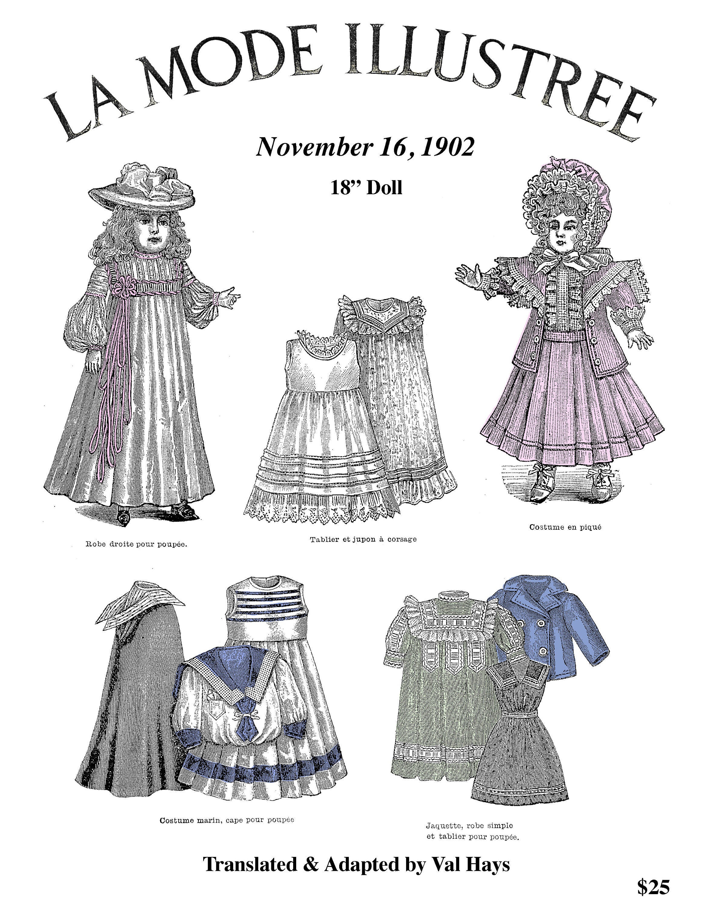 1902 La Mode Illustrée Doll Clothes Wardrobe Pattern Book - Your Choice ...