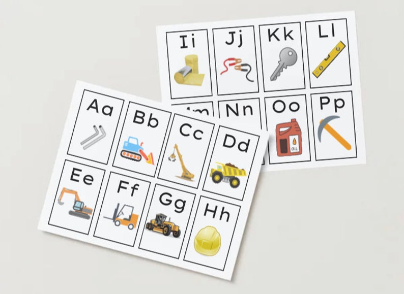 Construction Alphabet Flash Cards - Etsy