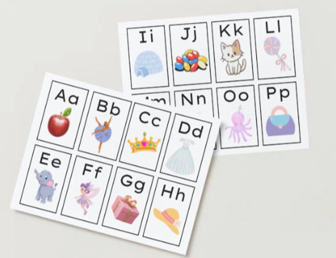 Girly Alphabet Flash Cards - Etsy