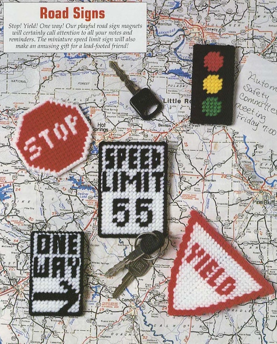 Vintage Stop Signs Plastic Canvas Download | Etsy