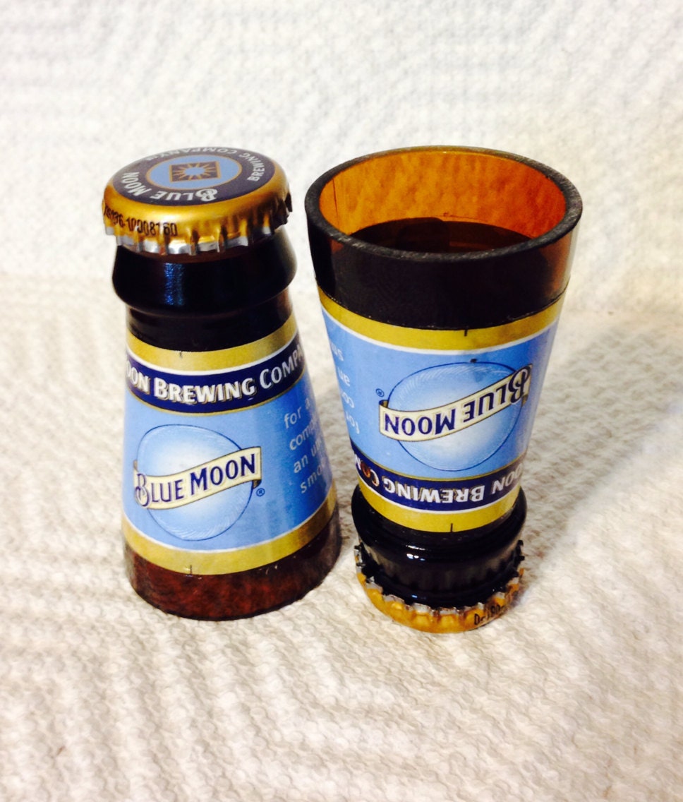 Boyfriend Gift Blue Moon Beer Bottle Shot Glasses Man Cave - Etsy