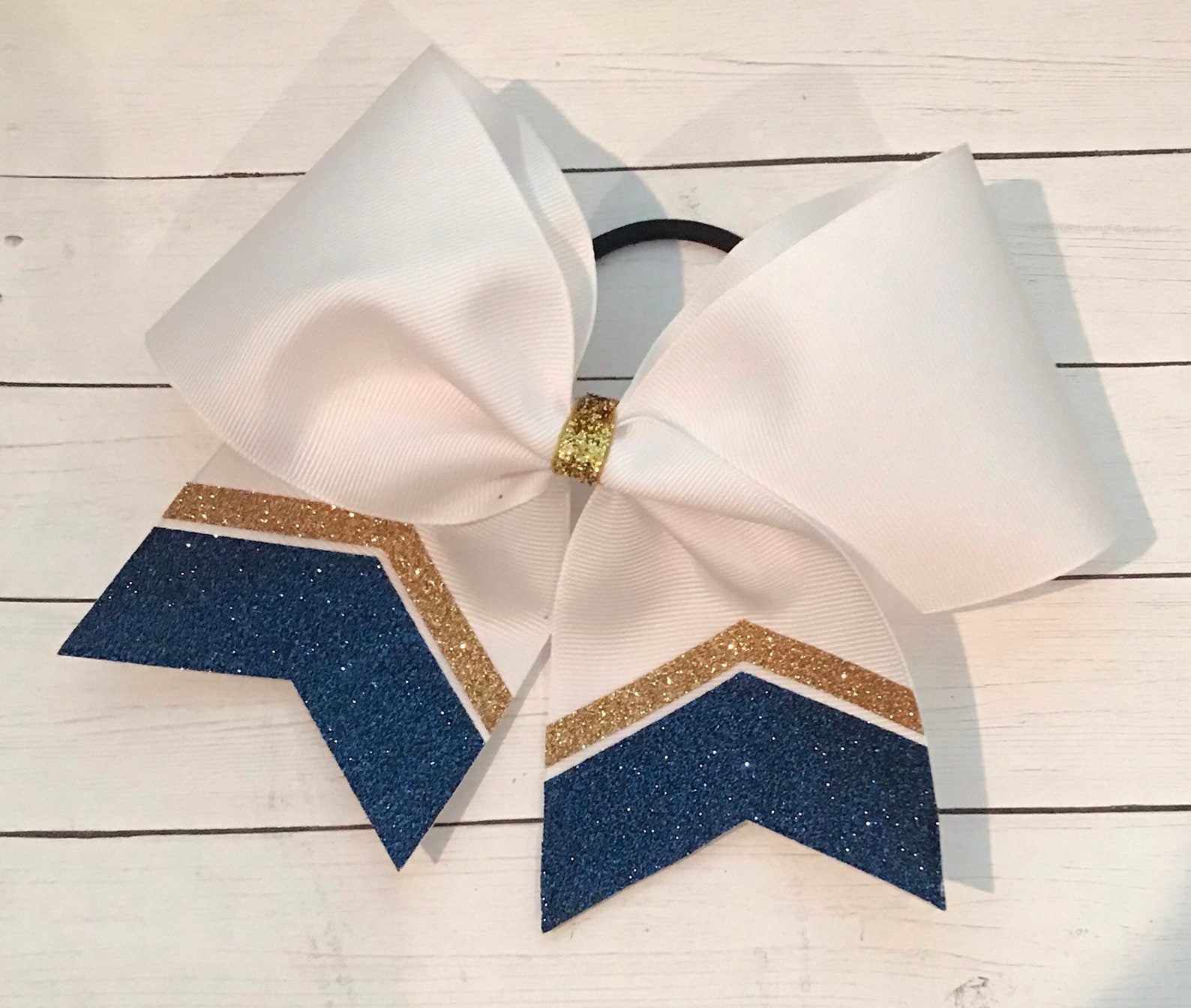 Practice Cheer Bow - Navy Blue and Gold Chevron (YOU CHOOSE COLORS) - Etsy
