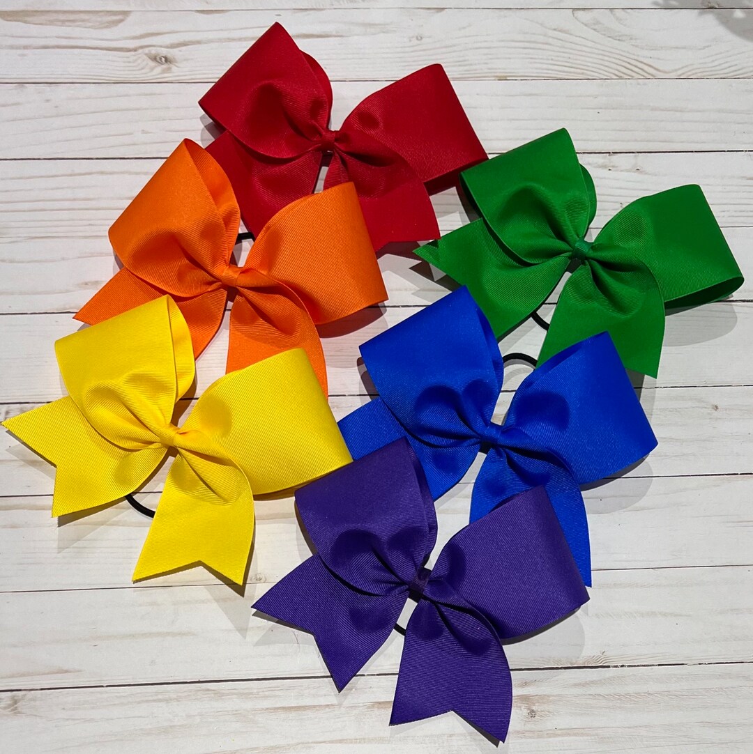 Practice Cheer Bow | Rainbow Cheerleading | Red Bow | Orange Bow ...