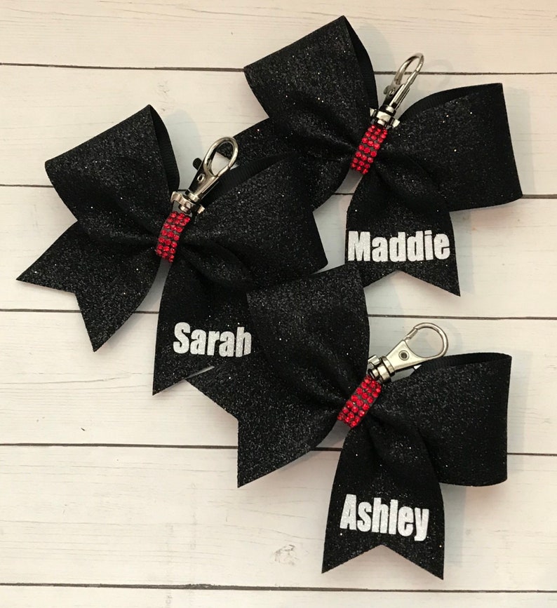 Cheer Bow Key Chain with Name on TAIL onlyGlitter Bow one | Etsy