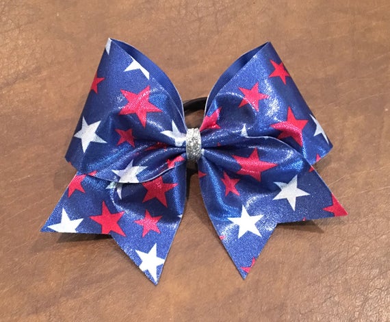 Cheer Bow Red White and Blue Stars | Etsy