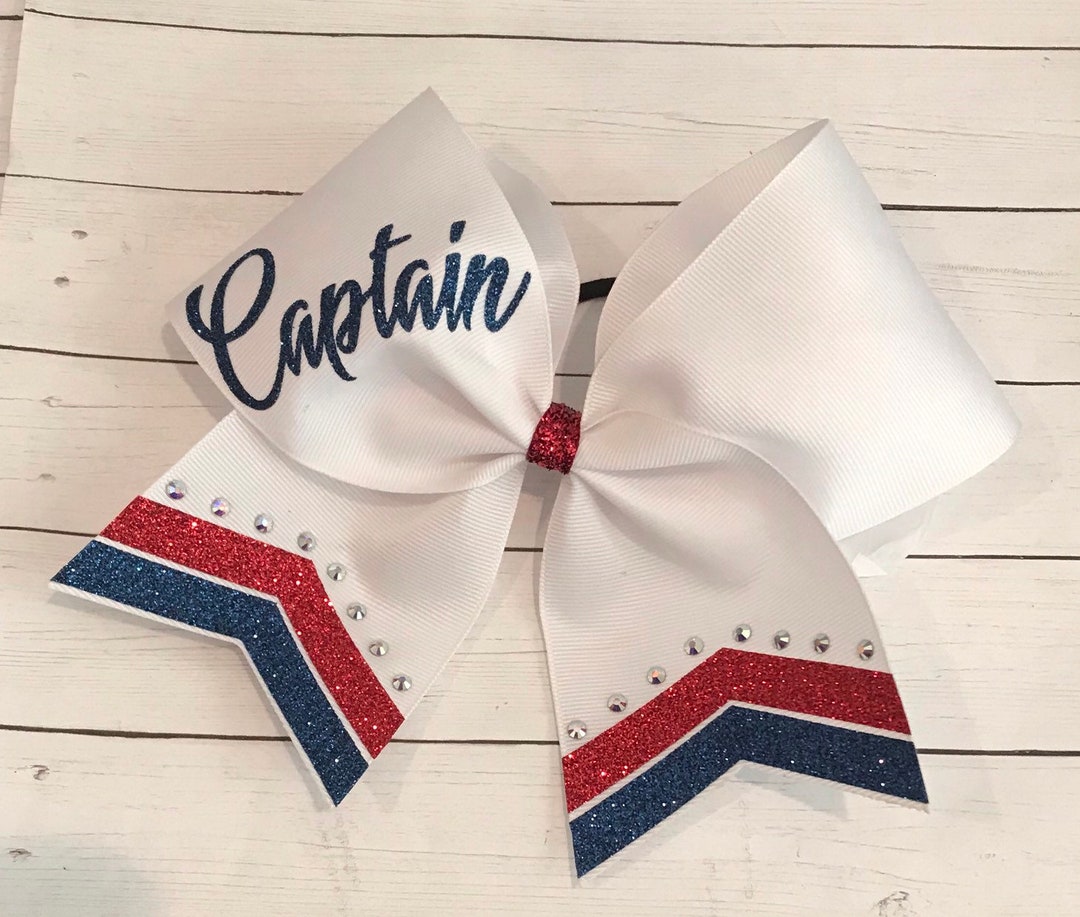 Captain Bow or Name Cheer Bow ALL COLORS AVAILABLE - Etsy